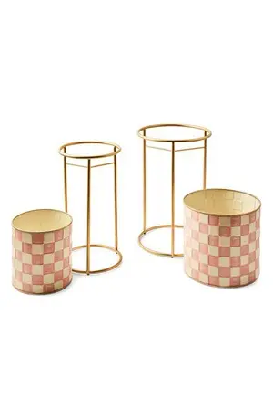 MACKENZIE-CHILDS Check It Out Set Of 2 Planters & Stands