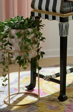 MACKENZIE-CHILDS Check It Out Set Of 2 Planters & Stands
