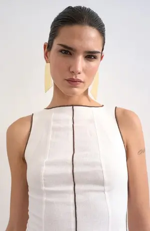 Topshop Linen-blend Contrast Seam Minidress