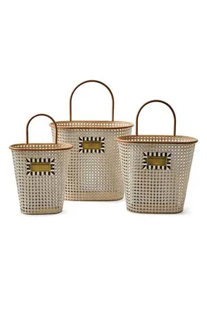 MACKENZIE-CHILDS Cane Set Of 3 Baskets - Beige