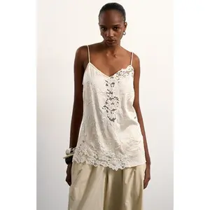 Topshop Crinkle Satin & Lace Camisole