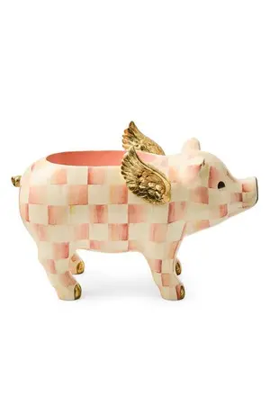 MACKENZIE-CHILDS Check Flying Pig Planter