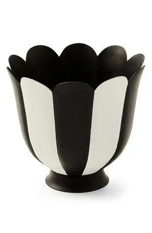 MACKENZIE-CHILDS Courtly Stripe Small Scalloped Flower Pot - Black