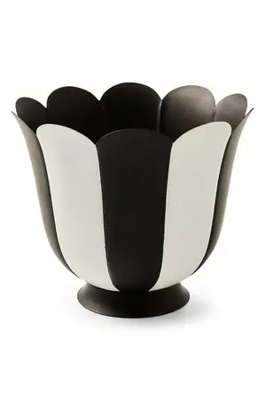 MACKENZIE-CHILDS Courtly Stripe Large Scalloped Flower Pot - Black