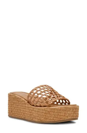 Steve Madden Brandy Platform Wedge Slide Sandal - Raffia