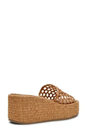 Steve Madden Brandy Platform Wedge Slide Sandal - Raffia
