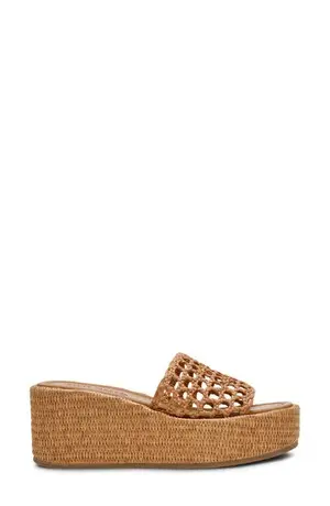 Steve Madden Brandy Platform Wedge Slide Sandal - Raffia