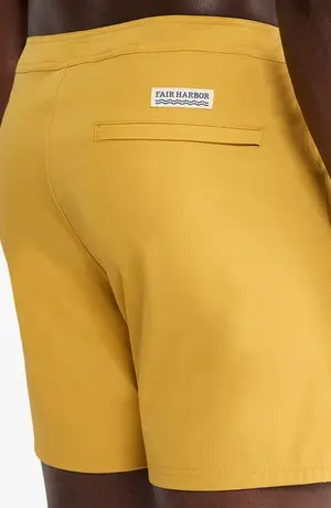FAIR HARBOR Solid Water Repellent Board Shorts With Interior Compression