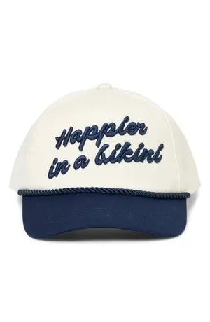 L*Space Cotton Baseball Cap With Embroidered Lettering - Midnight/cream