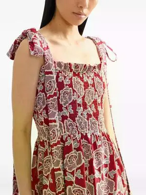 Erdem Floral-embroidered Tie Midi Dress