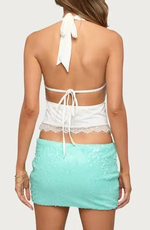 EDIKTED Lacey Layered Halter Top