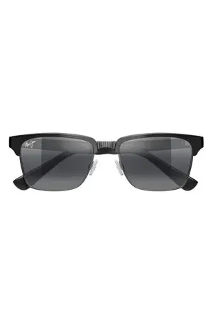 Maui Jim Kawika Xl Rectangular Sunglasses - Black