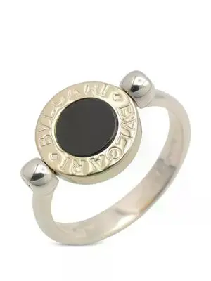BVLGARI 18k Yellow And White Gold Bezel-set Onyx Ring