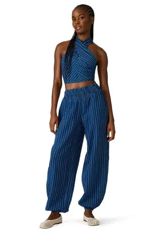 Steve Madden Tillie Stripe Cotton & Linen Balloon Pants