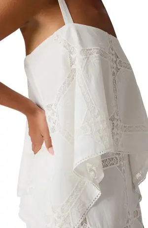 Steve Madden Ainslee Embroidered High-low Cotton Top