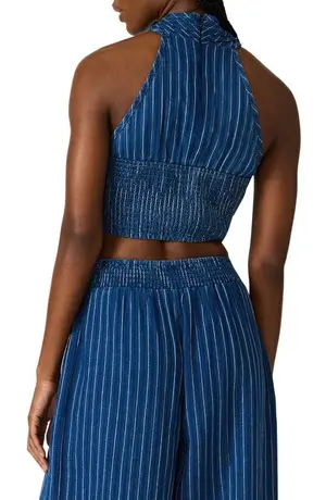 Steve Madden Winnie Striped Cotton & Linen Crop Top