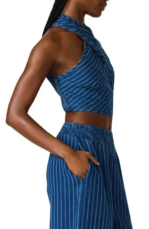 Steve Madden Winnie Striped Cotton & Linen Crop Top