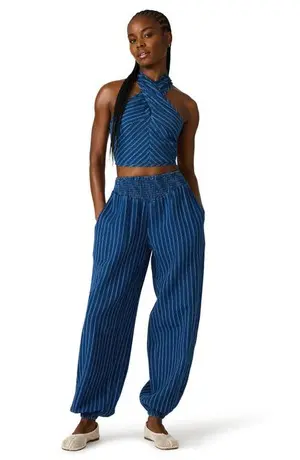 Steve Madden Winnie Striped Cotton & Linen Crop Top