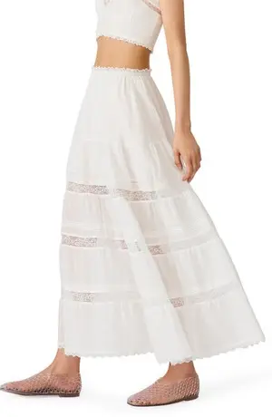Steve Madden Elisse Lace Detail Cotton Maxi Skirt - Antique