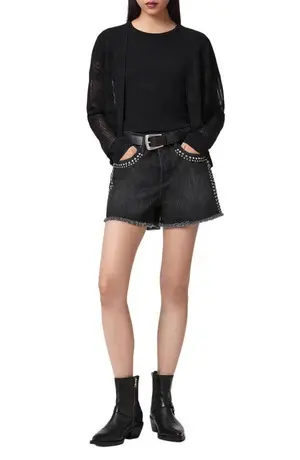ALLSAINTS Heidi Studded Denim Shorts