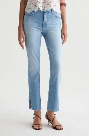 Ag Mari Mid Rise Slim Straight Leg Jeans With Split Hems