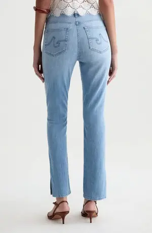Ag Mari Mid Rise Slim Straight Leg Jeans With Split Hems