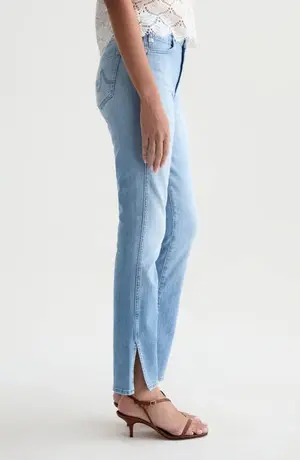 Ag Mari Mid Rise Slim Straight Leg Jeans With Split Hems