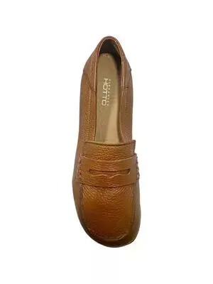 ALEXANDER HOTTO Grainy Leather Penny Loafers - Brown