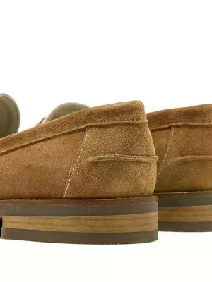 DUKE + DEXTER Two-tone Penny Loafers In Suede