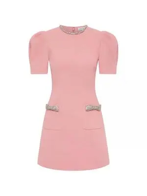 Rebecca Vallance Nemy Crystal-embellished Puff-sleeve Mini Dress
