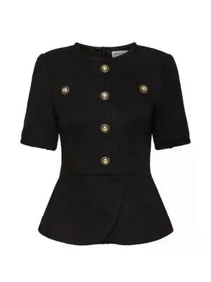 Rebecca Vallance Elvie Bouclé Peplum Top - Black
