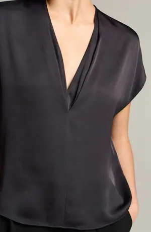 Vince Cap Sleeve V-neck Top - Ink