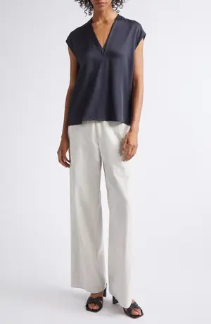 Vince Cap Sleeve V-neck Top - Ink