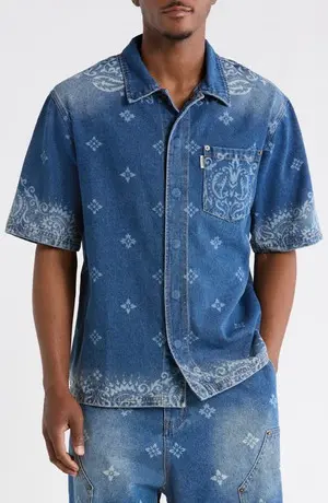 CRIMINAL DAMAGE Laser Print Denim Shirt