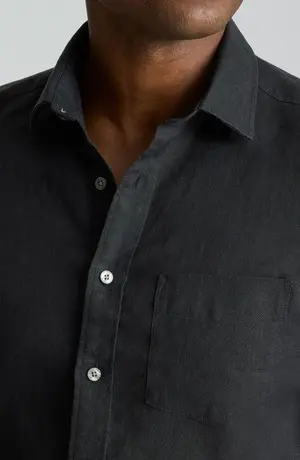 UNTUCKIT Cameron Solid Wrinkle Resistant Linen Button-up Shirt - Black