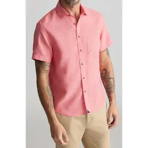 UNTUCKIT Cameron Solid Wrinkle Resistant Linen Button-up Shirt - Cayenne