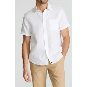 UNTUCKIT Cameron Solid Wrinkle Resistant Linen Button-up Shirt - White