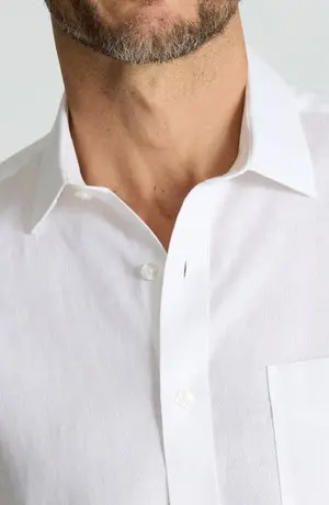 UNTUCKIT Cameron Solid Wrinkle Resistant Linen Button-up Shirt - White