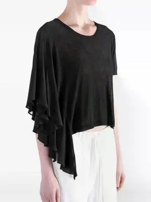 UMA WANG Asymmetric Ruffled T-shirt