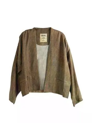 UMA WANG Geometric Print Open-front Jacket - Brown