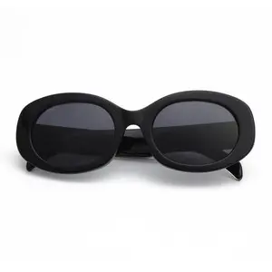 12PM STUDIOS Milan Oval Sunglasses - Black/black