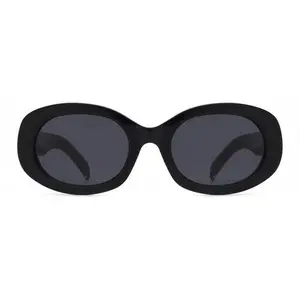 12PM STUDIOS Milan Oval Sunglasses - Black/black