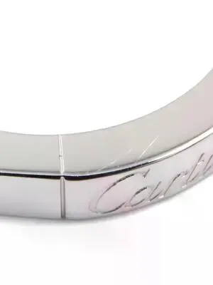 Cartier 18k White Gold Logo Engraved Square-link Ring