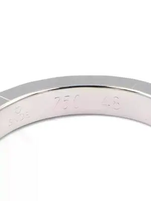 Cartier 18k White Gold Logo Engraved Square-link Ring
