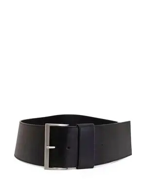 ST. AGNI Wide Leather Belt With Silver-tone Buckle - Black