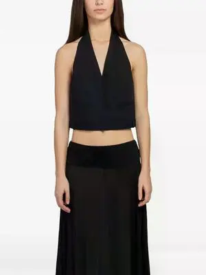 ST. AGNI Upside Down Halterneck Blouse - Black