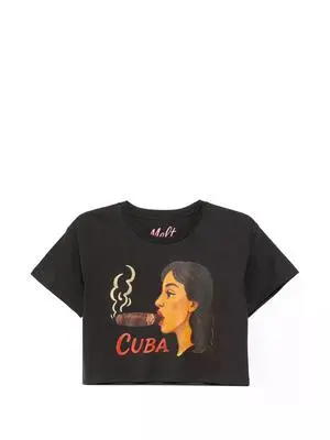 MELT Graphic-print Cropped T-shirt - Grey