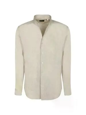 DELL'OGLIO Mandarin-collar Long-sleeve Shirt - Neutrals
