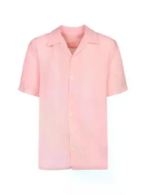 120% Lino Short-sleeve Camp-collar Shirt - Pink