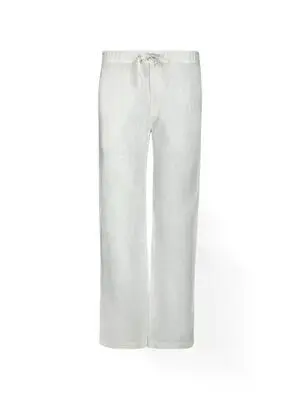 120% Lino Drawstring Waist Trousers - White